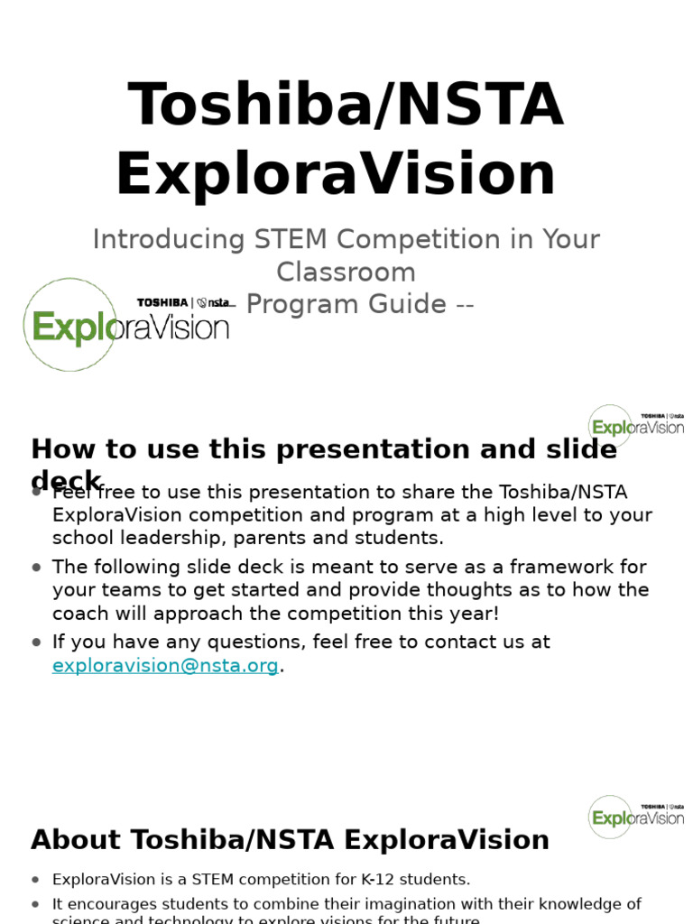 About Toshiba NSTA ExploraVision Program Guide 2023 LowRes 1 | PDF ...