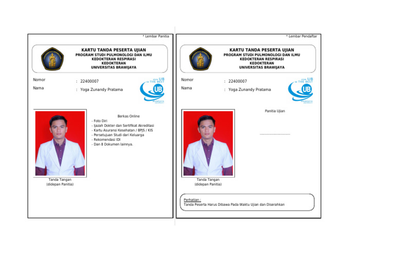 Kartu Peserta Ujian PPDS Ub | PDF