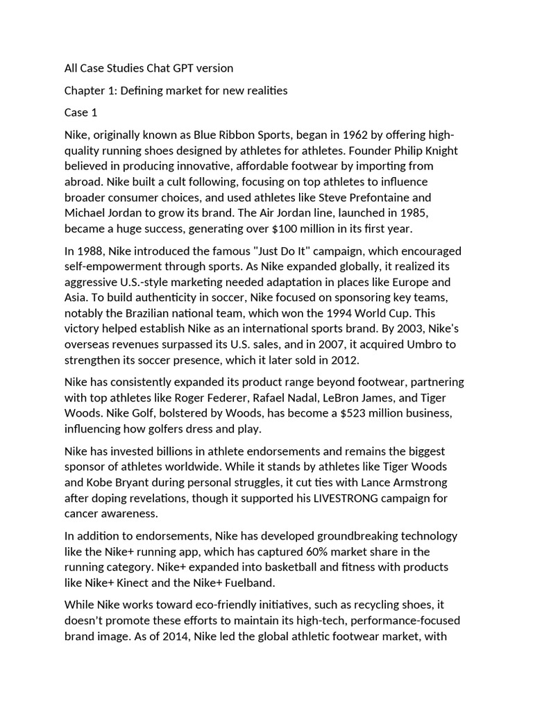 All Case Studies Chat GPT Version | PDF | Nike | Android (Operating System)