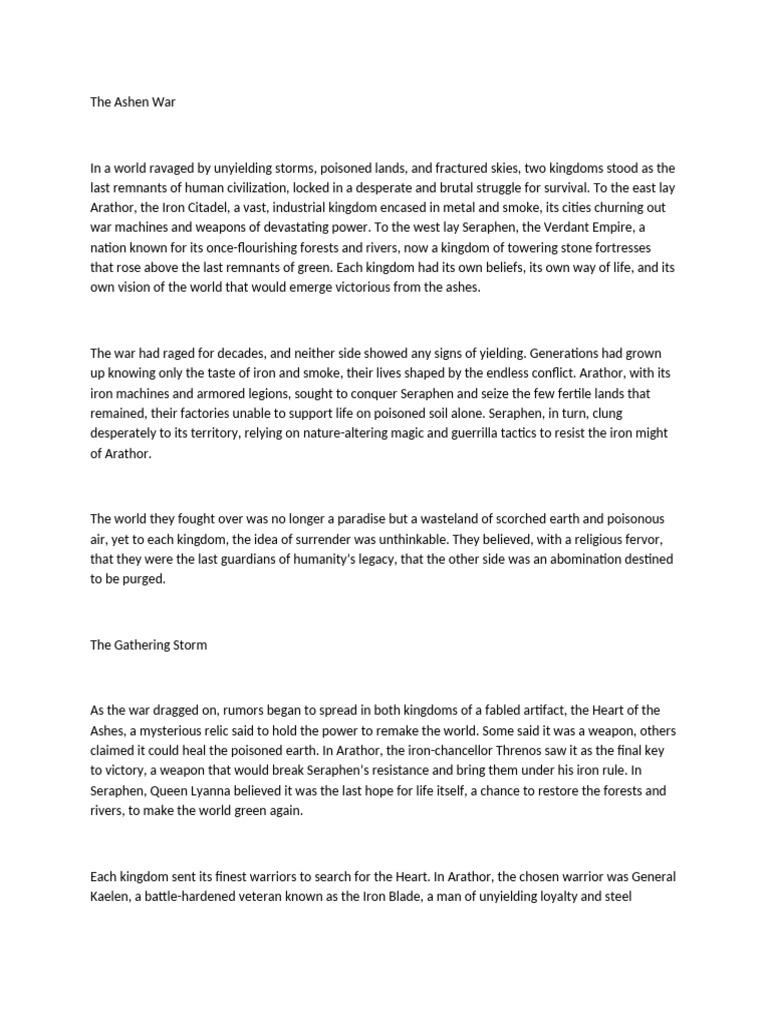 The Ashen War: A Tale of Survival and Hope | PDF