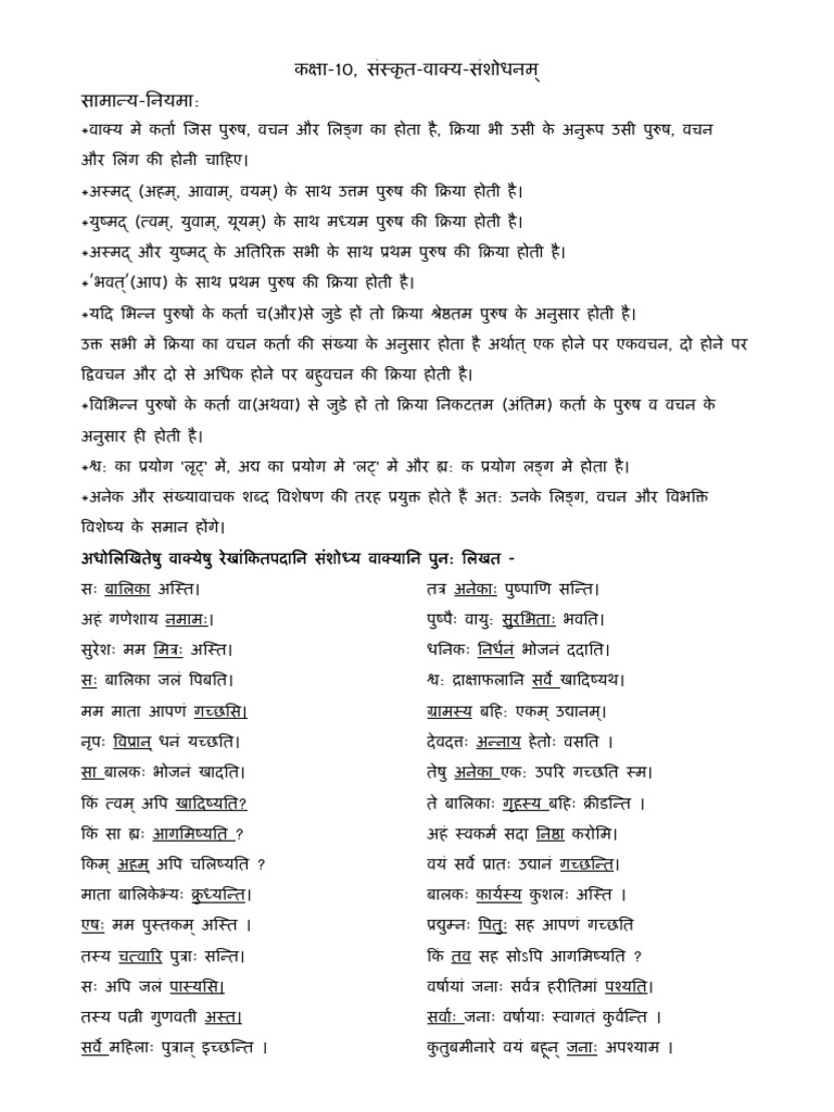 X SKT Vakya Shudhih May 24 | PDF