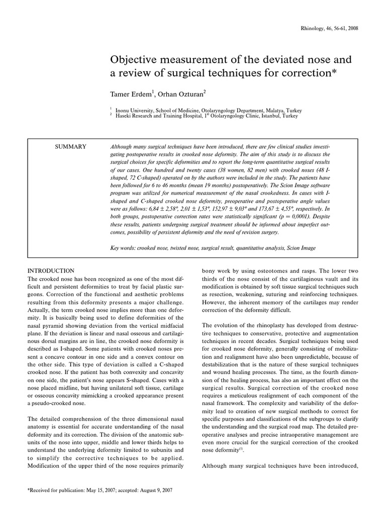 Objective Measurement of The Deviated No | PDF | Human Nose | Facial ...