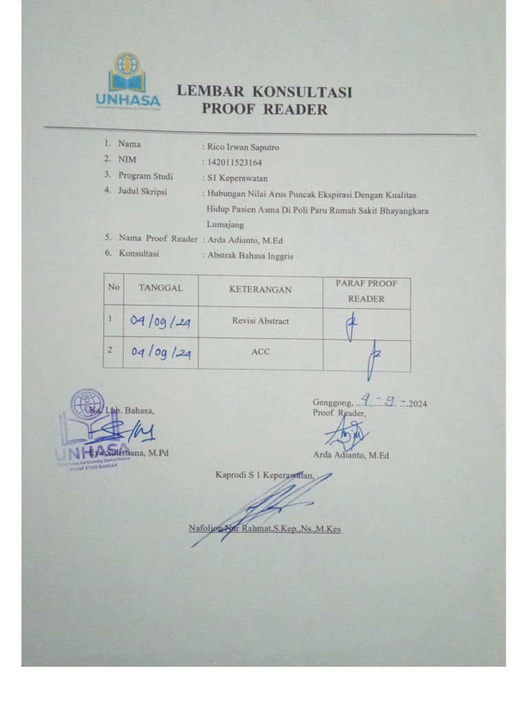 Lembar Proof Reader | PDF