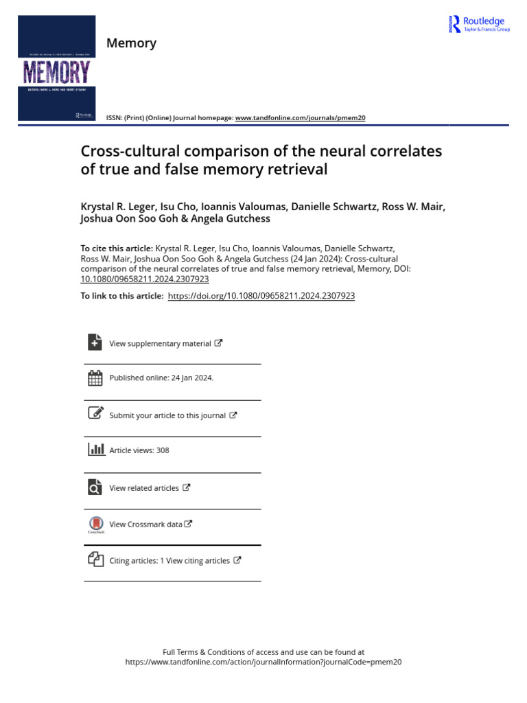 Neural Correlates of Memory Retrieval | PDF | Memory | Hippocampus