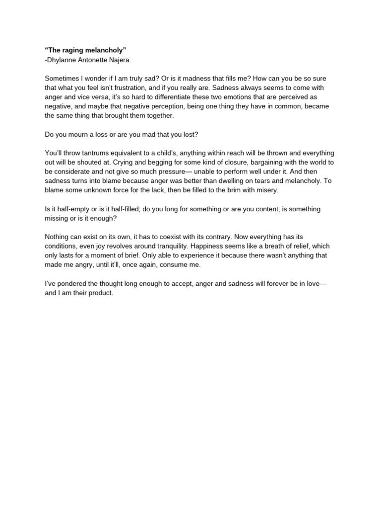 The Raging Melancholy | PDF