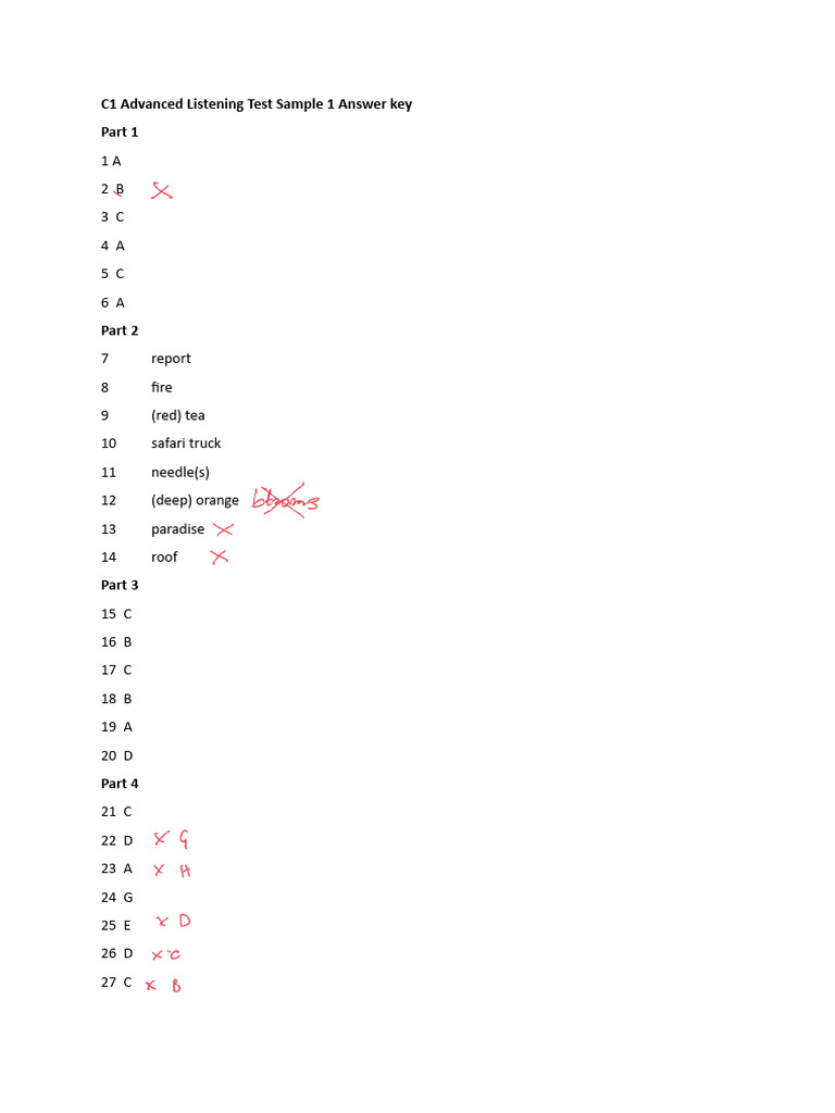 c1 Advanced Listening Sample 1 Answer Key | PDF