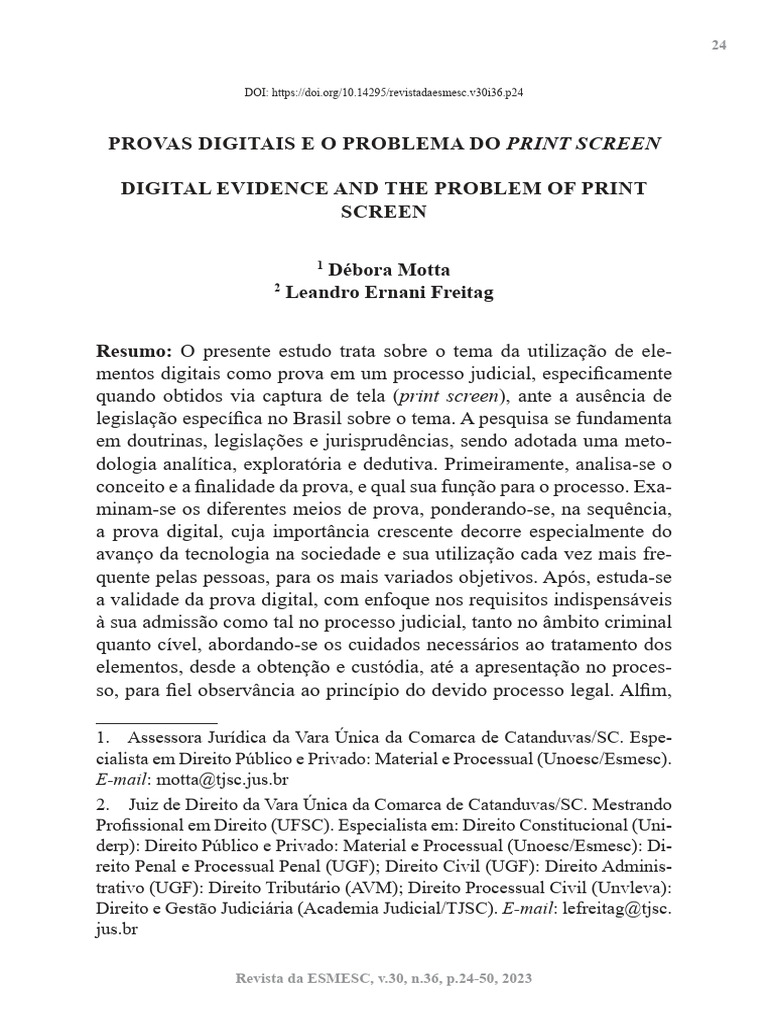 Provas Digitais e o Problema Do Print Screen | PDF | Prova (jurídico)