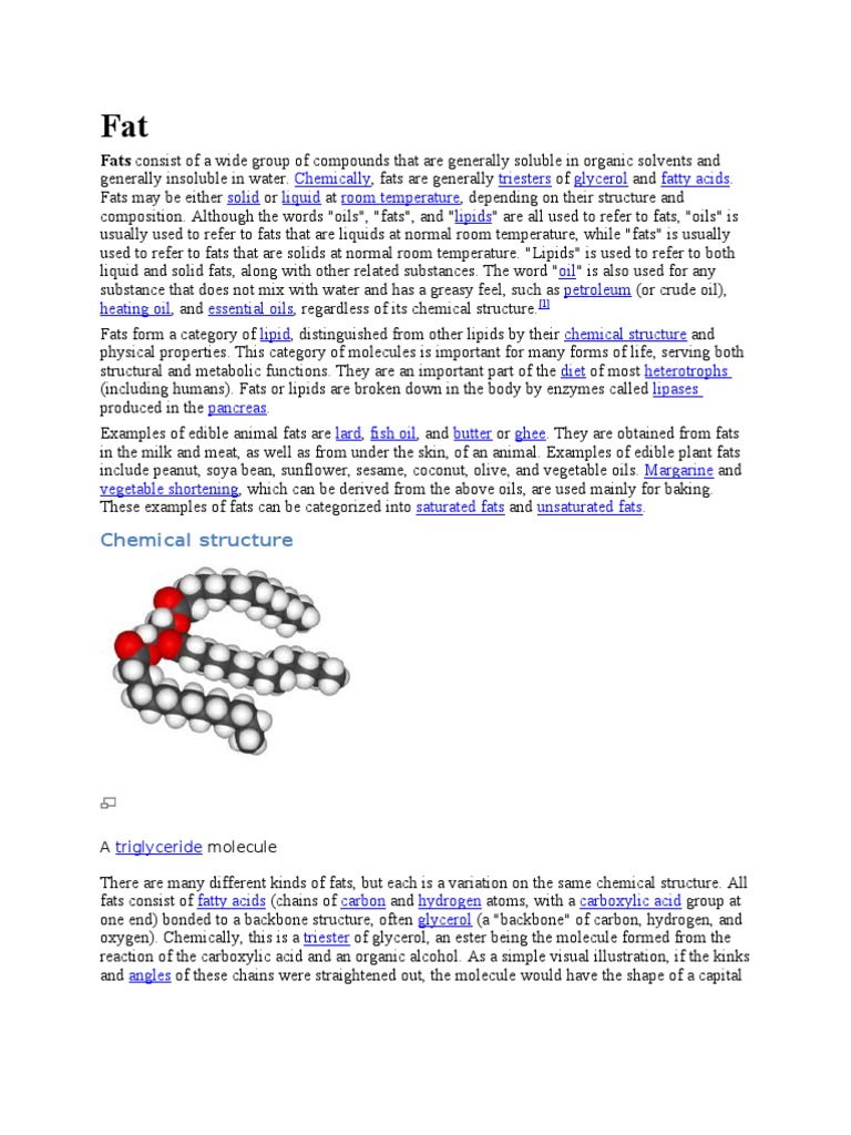 Fats Consist of A Wide Group of Compounds That Are Generally Soluble in ...
