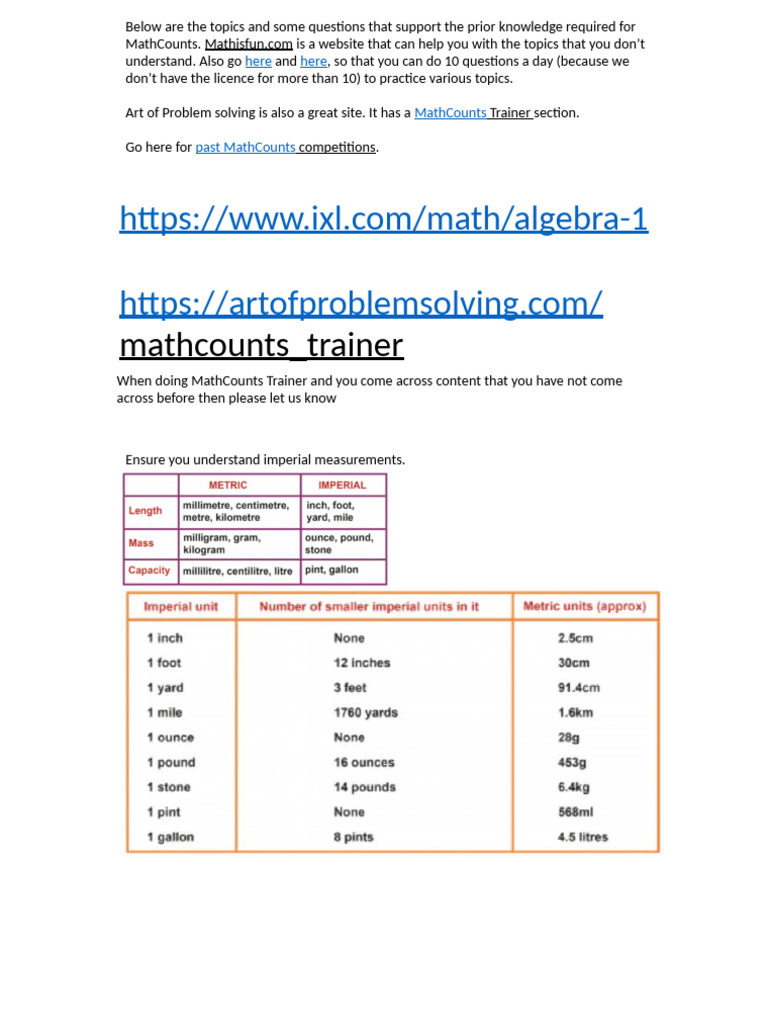 MathCounts Training For Students | PDF | Career & Growth