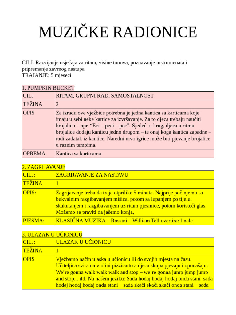 Muzičke Radionice | PDF