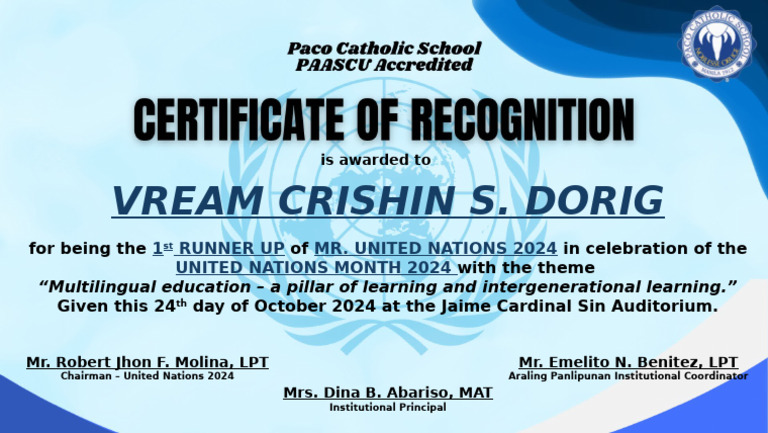 UN-CERTIFICATE-TEMPLATE NG Mga Nagsipagwagi Sa Palaro | PDF | Social ...