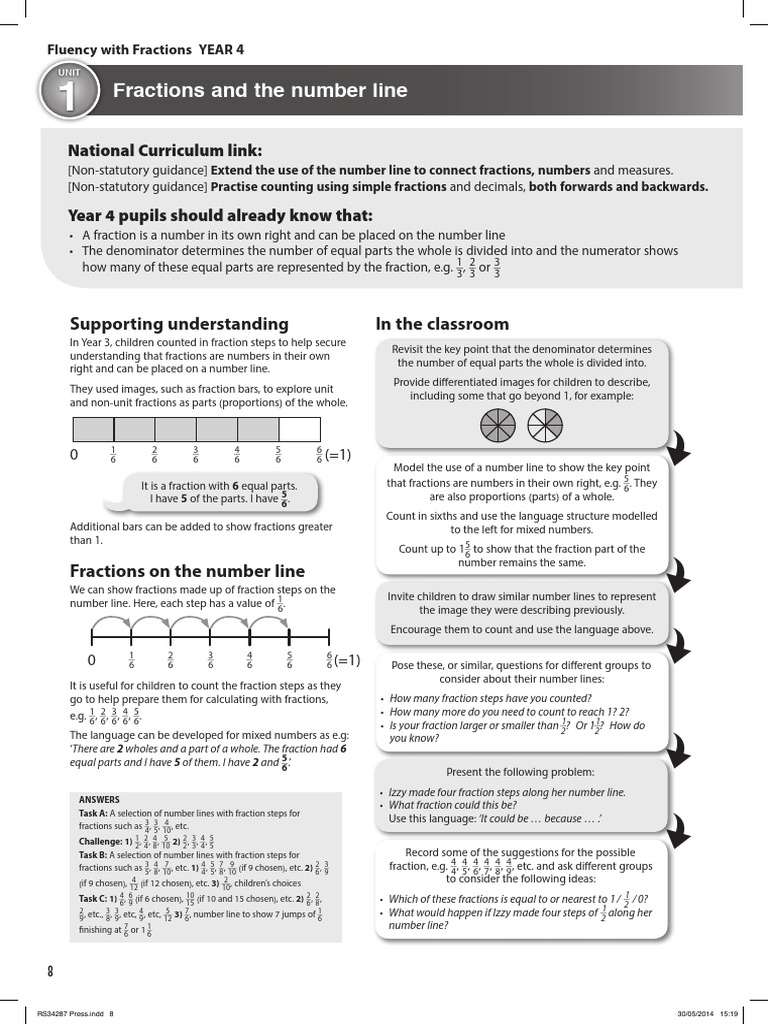 Fractions and The Number Line Fluency With Fractions Year 4 | PDF ...