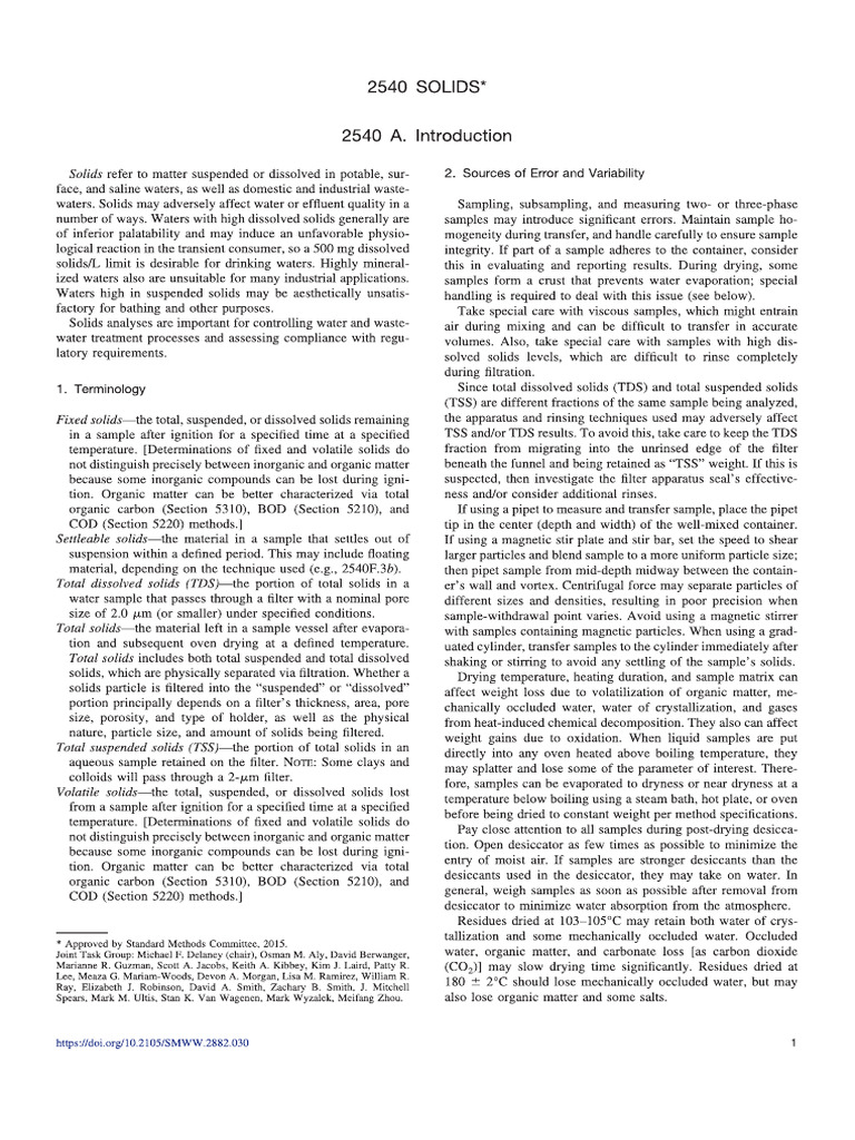 Standard Methods - Separata Sólidos | PDF
