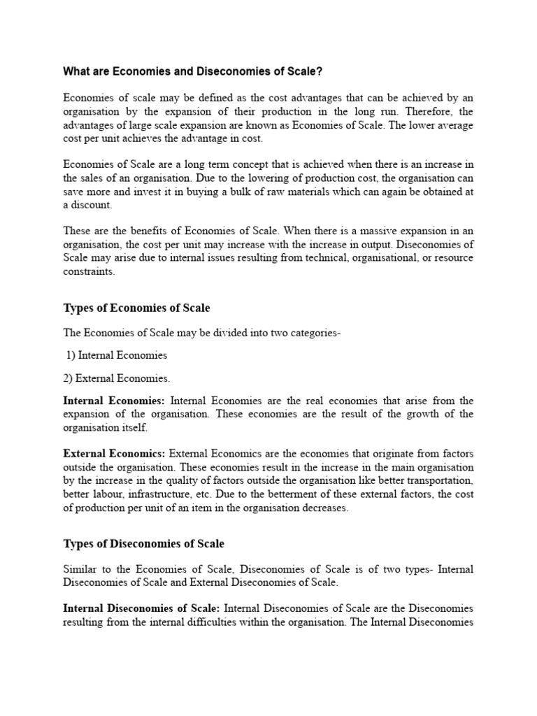 What Are Economies and Diseconomies of Scale | PDF | Economies Of Scale ...