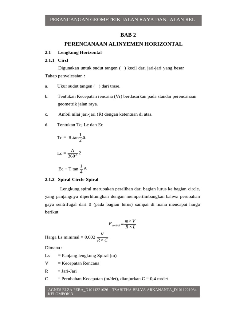 Perencanaan Alinyemen Horizontal Jalan | PDF | Metode & Bahan Ajar