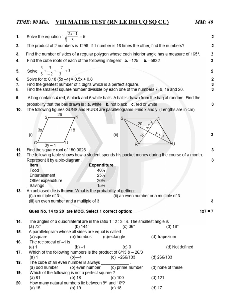 Viii Rat Num Lin Equ Quad Data Hand SQ Cu 15 July 24 | PDF | Elementary ...
