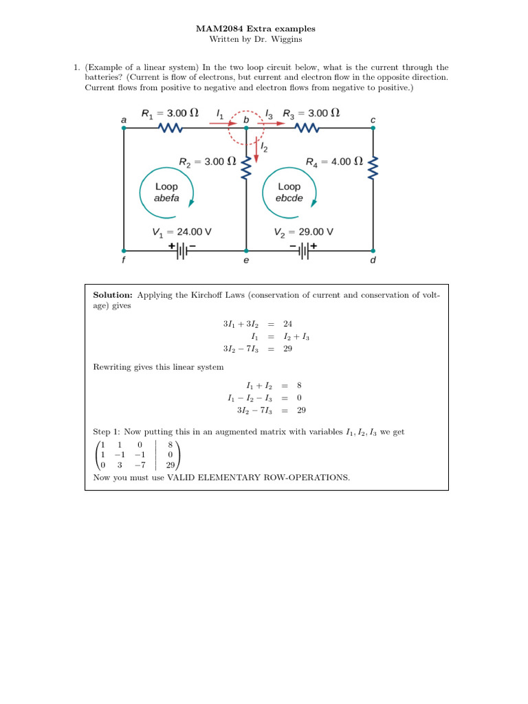 Gauss Elimination - Two Loop Circuit | PDF | System Of Linear Equations ...
