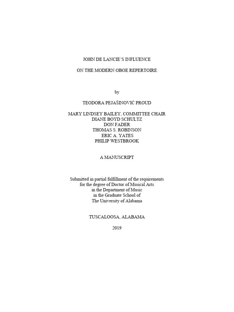 John de Lancie's Influence On The Modern Oboe Repertoire | PDF ...