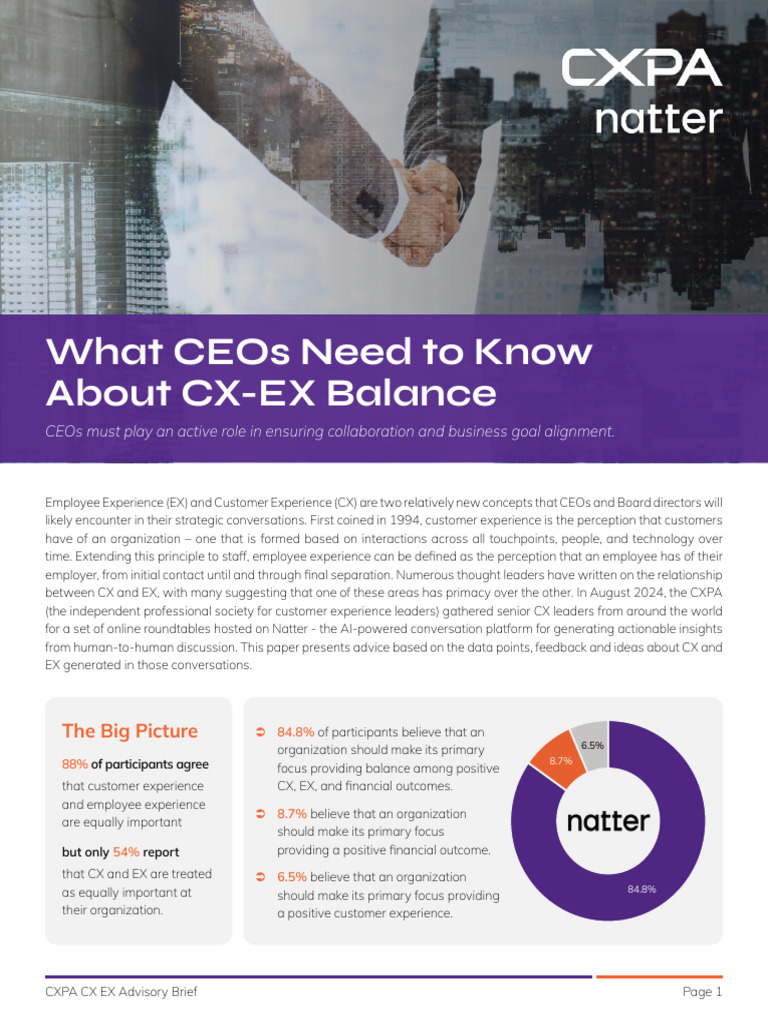 CXPA Natter CX EX Connection Whitepaper | PDF | Customer Experience ...