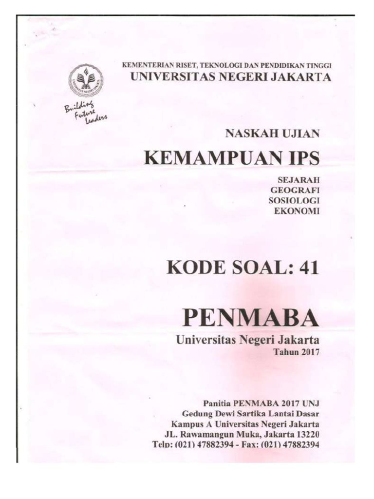 PENMABA UNJ 2017 Kemampuan IPS Kode 41 (Soal Dan Pembahasan) | PDF