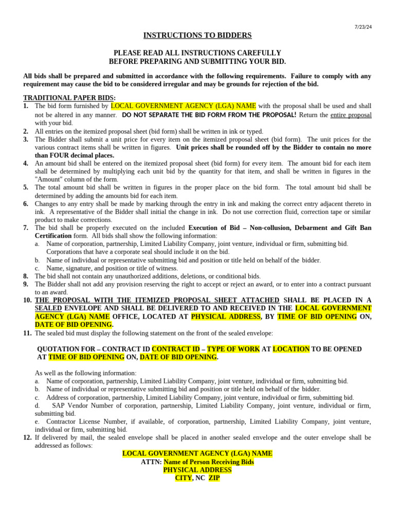 Instructions To Bidders - (Example) | PDF | Limited Liability Company ...