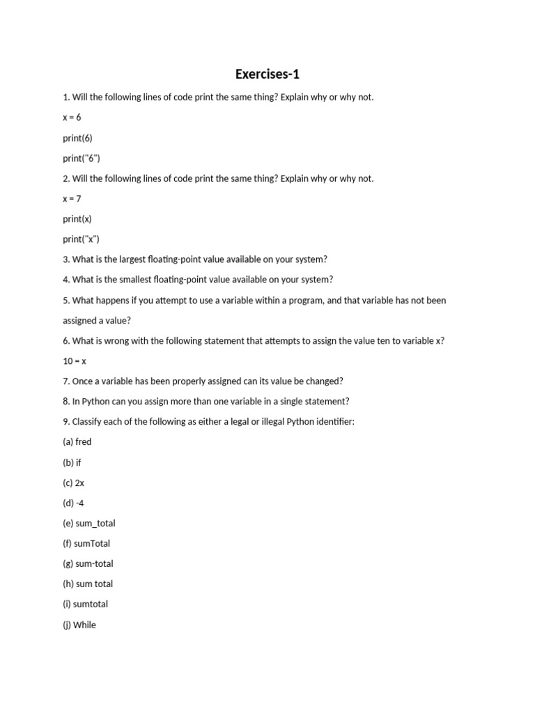Class Xii Cs Exercises Based On Chapter 1 Pdf Boolean Data Type Python Programming Language