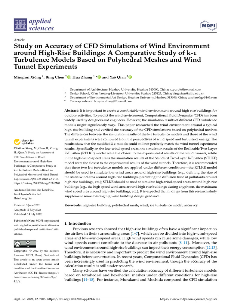 Applsci 12 07105 v2 | PDF | Computational Fluid Dynamics | Turbulence