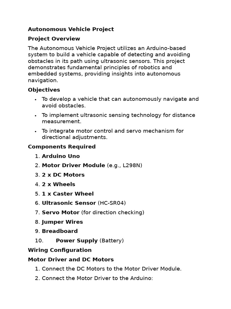 Autonomous Vehicle Project2 | PDF | Arduino | Ultrasound