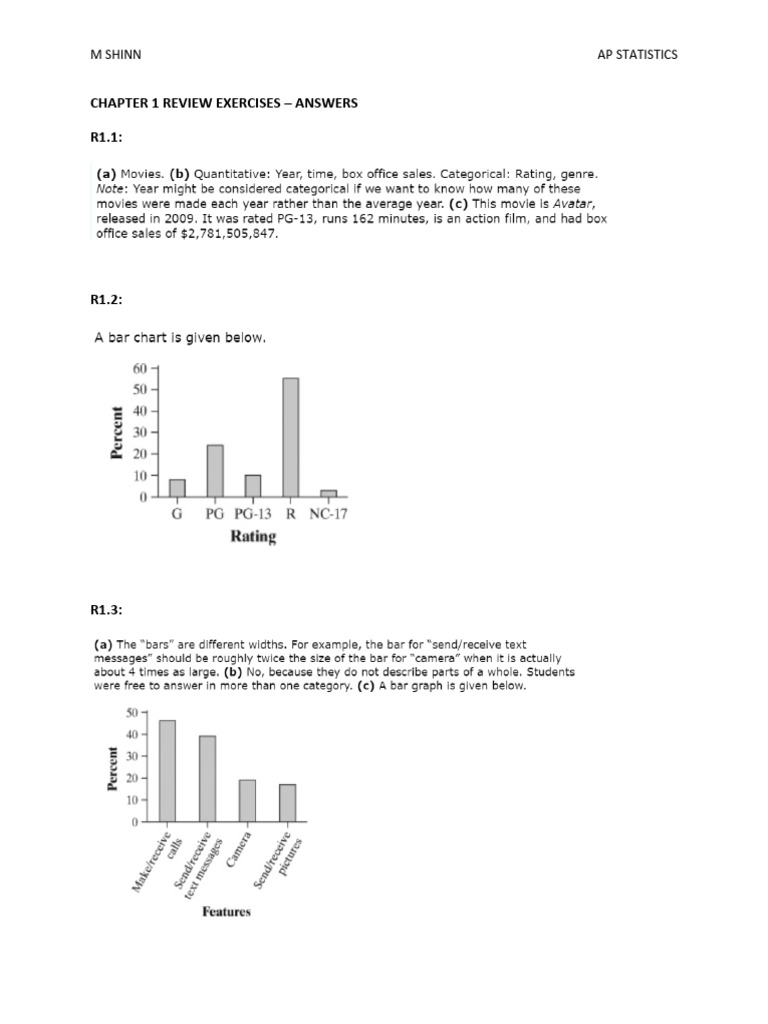 Chapter 1 Review Exercises - Key | PDF | Science & Mathematics
