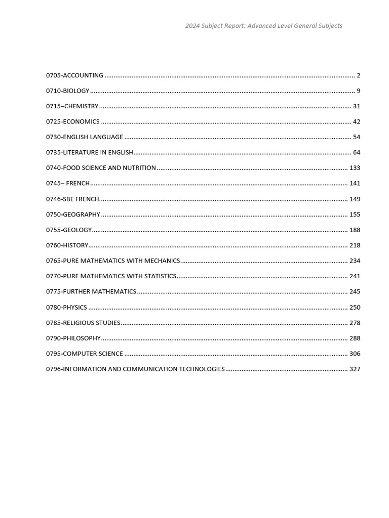 2024 Subject Report ALG | PDF | Cellular Respiration | Conservation Biology