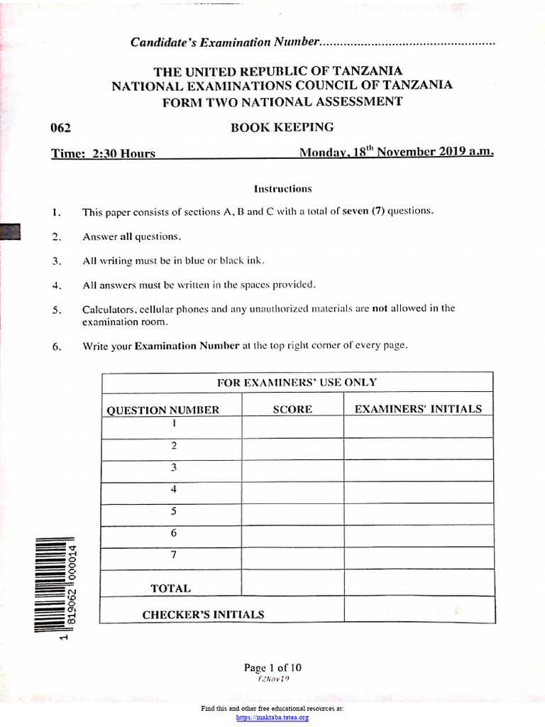 Book Keeping - F2 - 2019 | PDF | Social Science