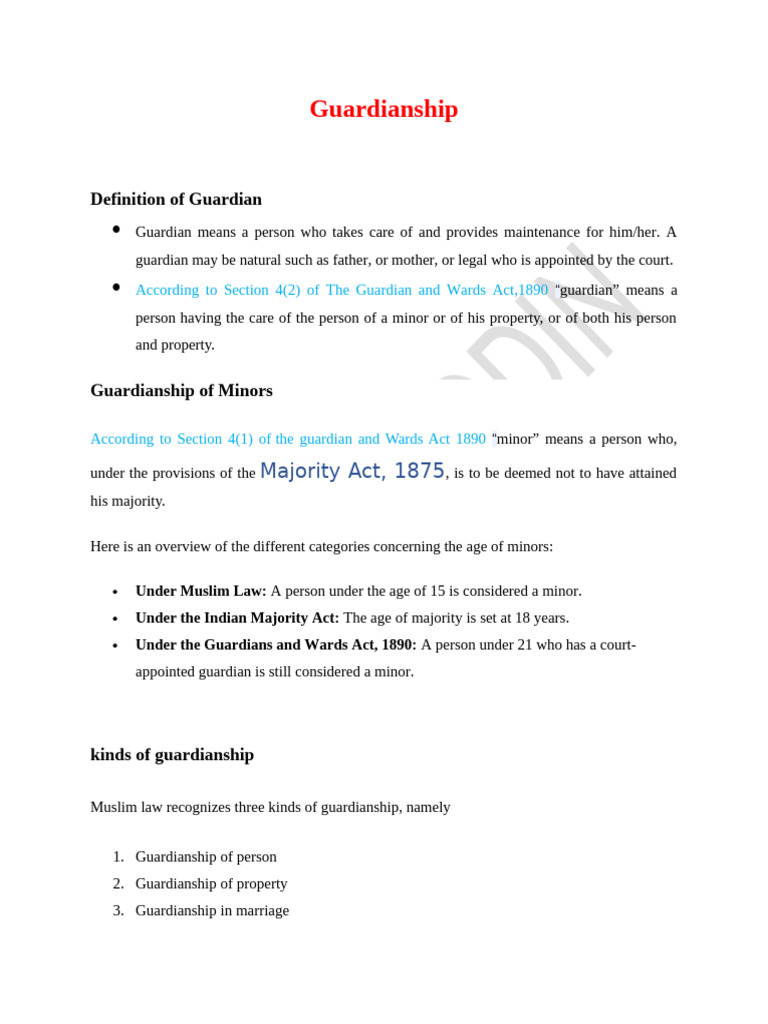 Guardianship of Minors Under Indian Law | PDF | Legal Guardian | Justice