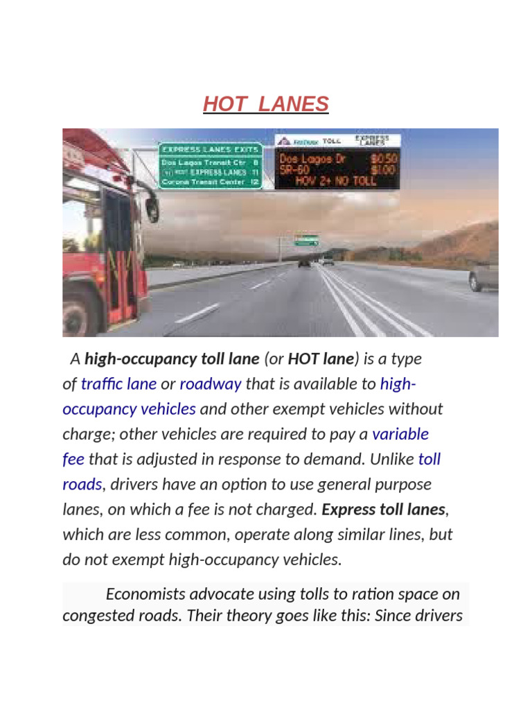 HOT LANE | PDF | Transport | Road Transport