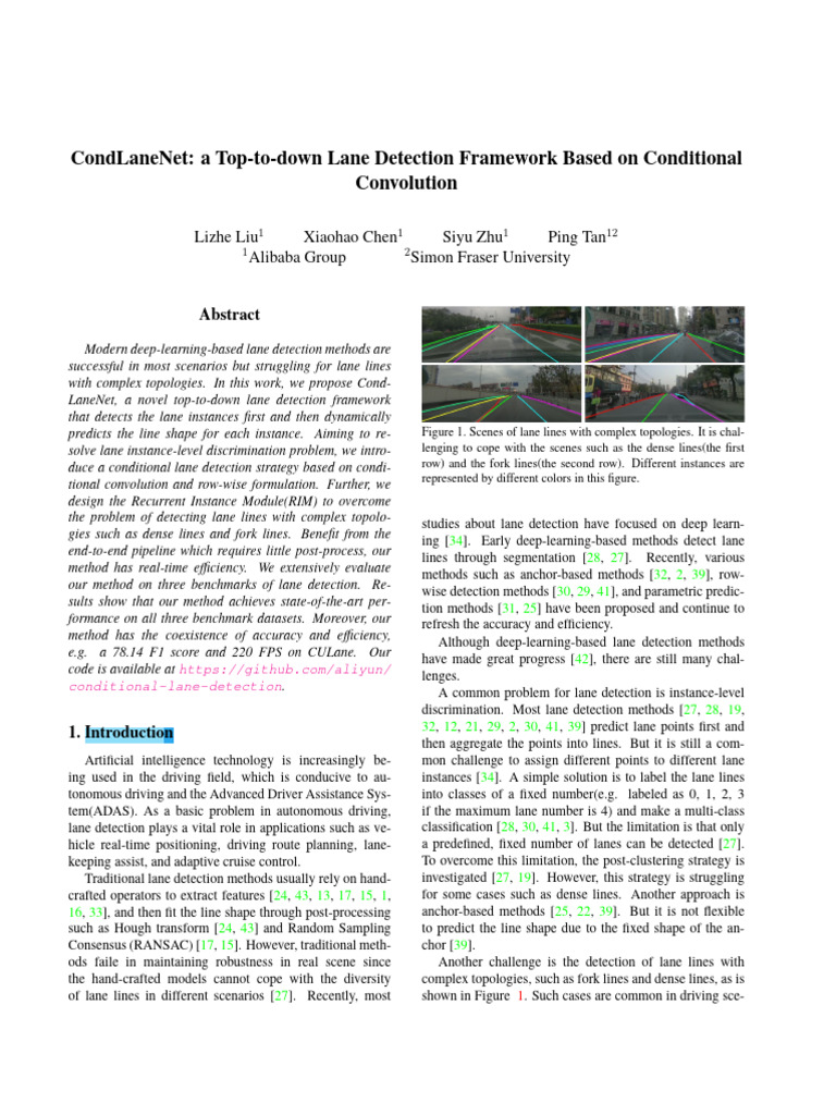 # CondLaneNet A Top-To-Down Lane Detection Framework Based On Conditional Convolution | PDF ...