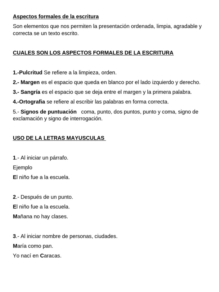 Aspectos Formales de La Escritura | PDF | Artes del Lenguaje y Comunicación