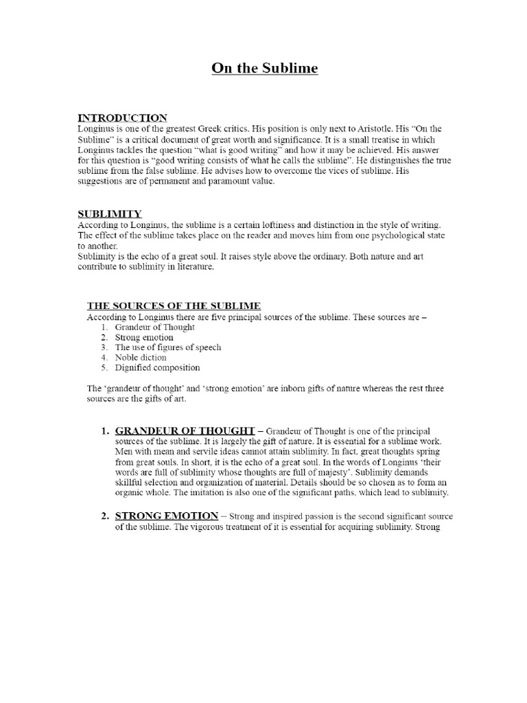 On The Sublime | PDF