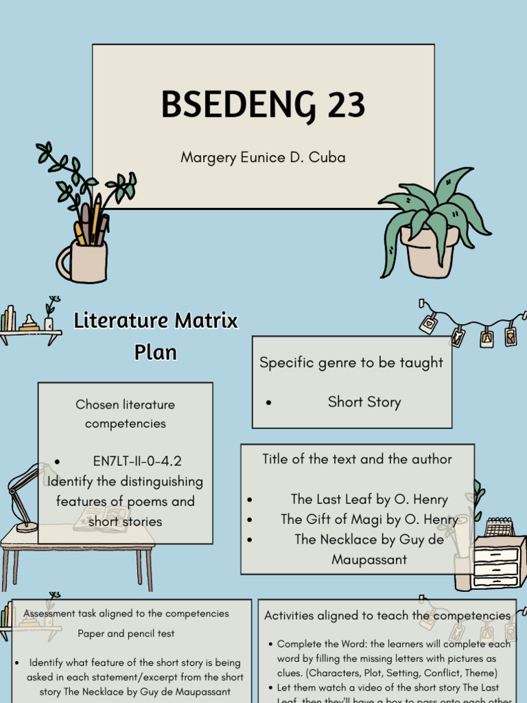 ENG23 Literature Matrix Plan PDF | PDF