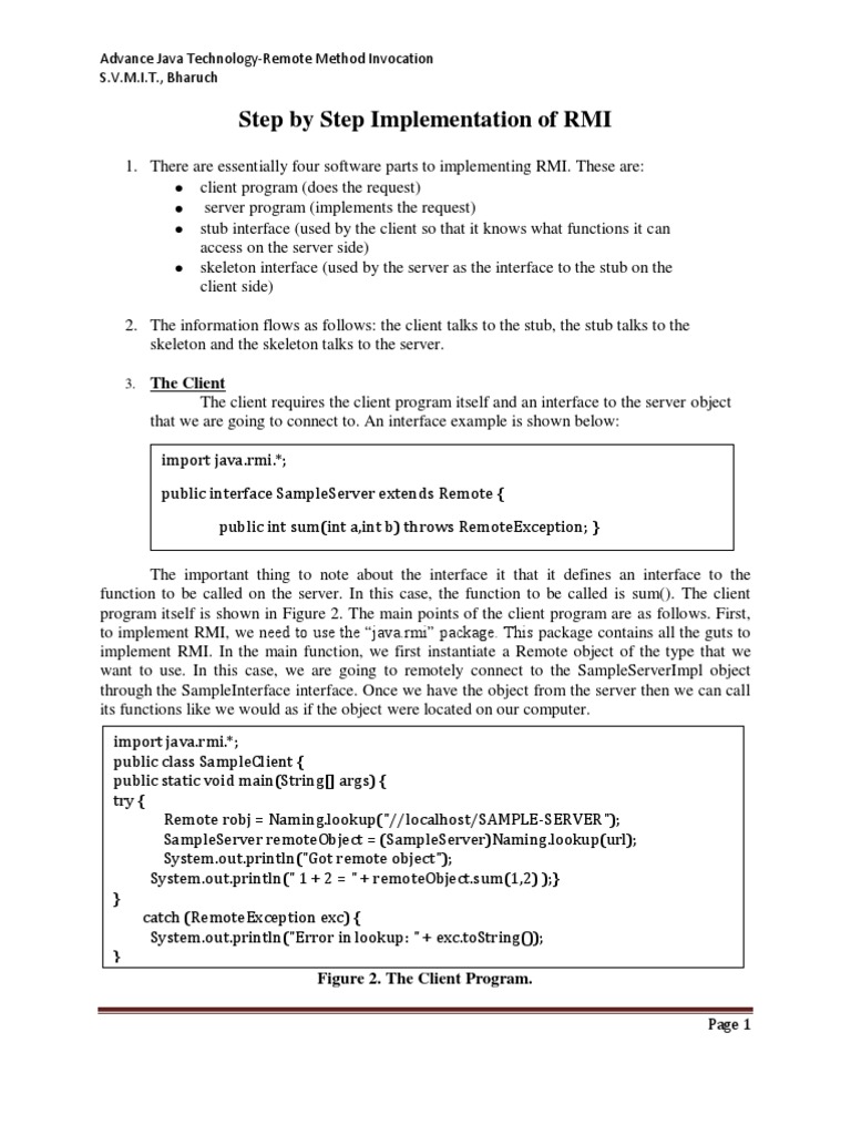 Steps To Implementing Rmi Pdf Interface Computing Java 1982