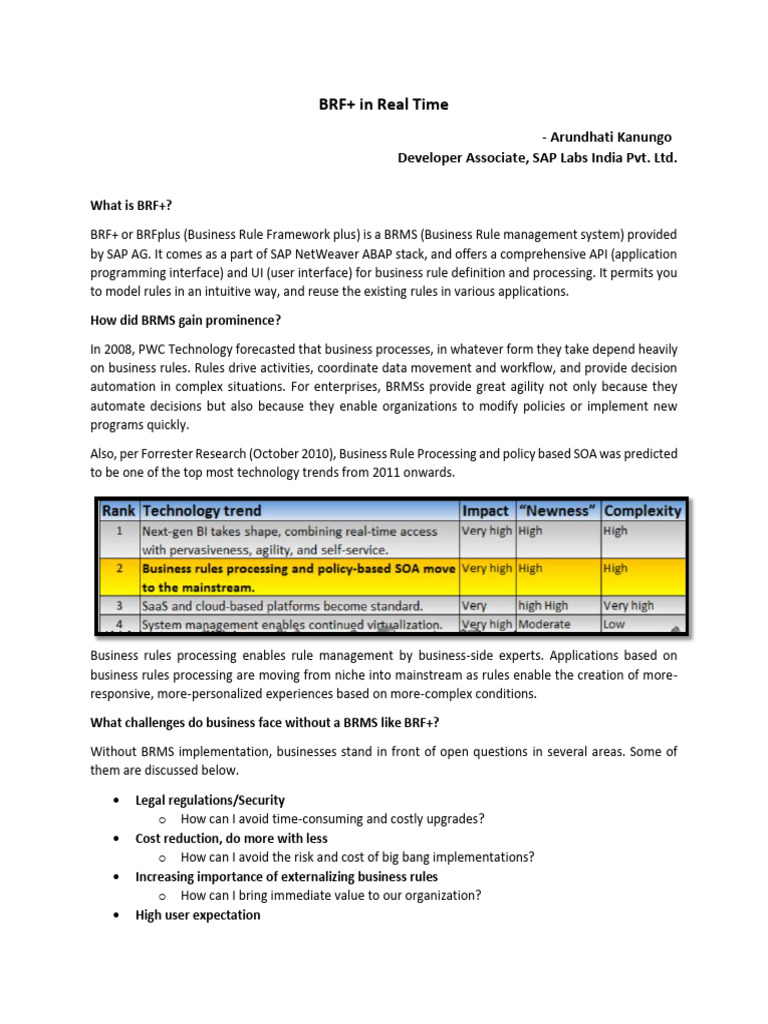 All About BRF Plus by Arundhati Kanungo | PDF | Business | Computing