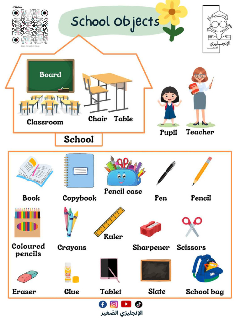 3PS School Objects Worksheets - Edited | PDF