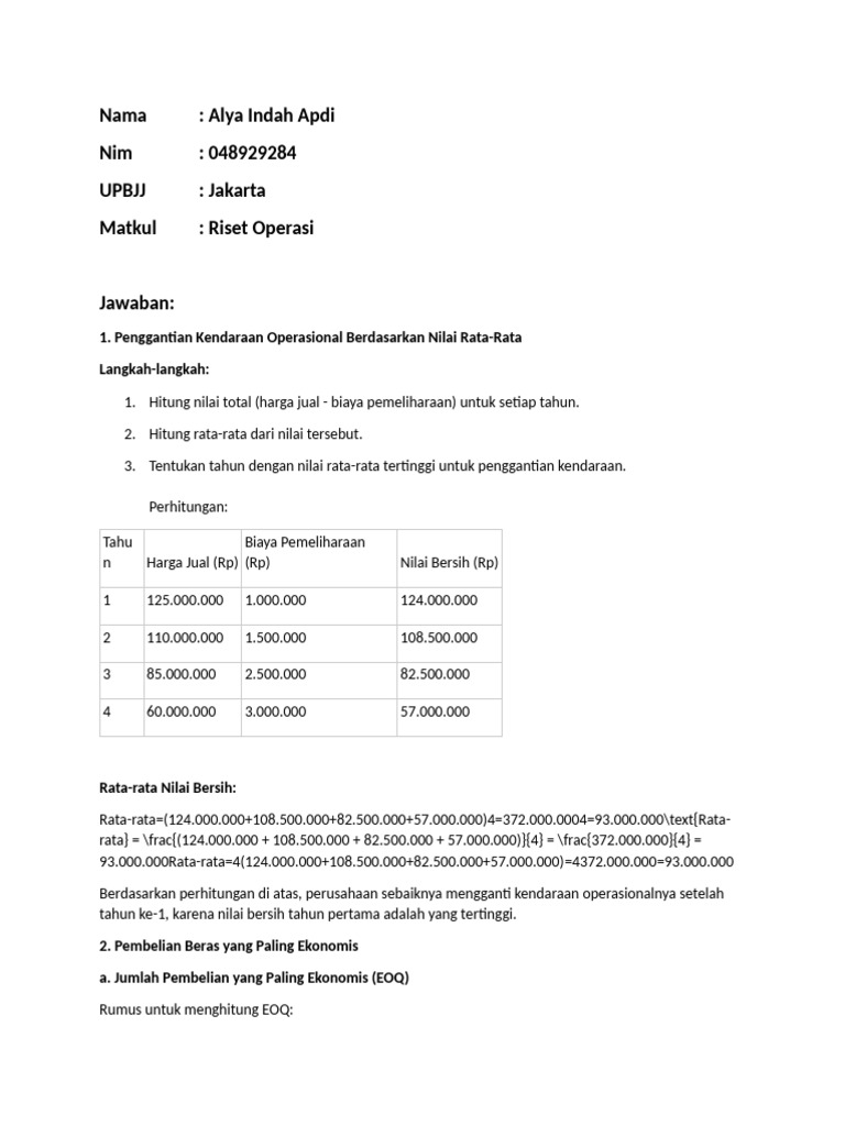 Tugas 1 Riset Operasi | PDF