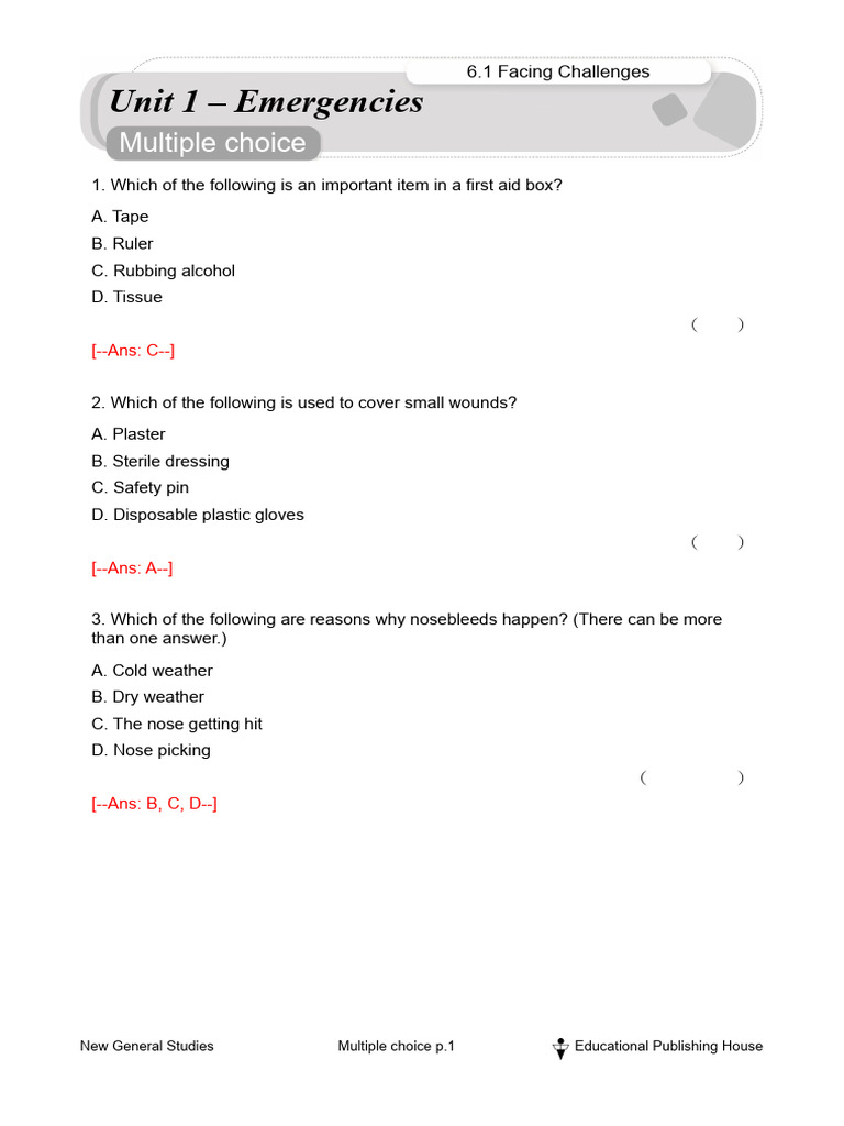 6.1 Theme 1 Facing Challenges Unit 1 Emergencies - TE | PDF | First Aid ...