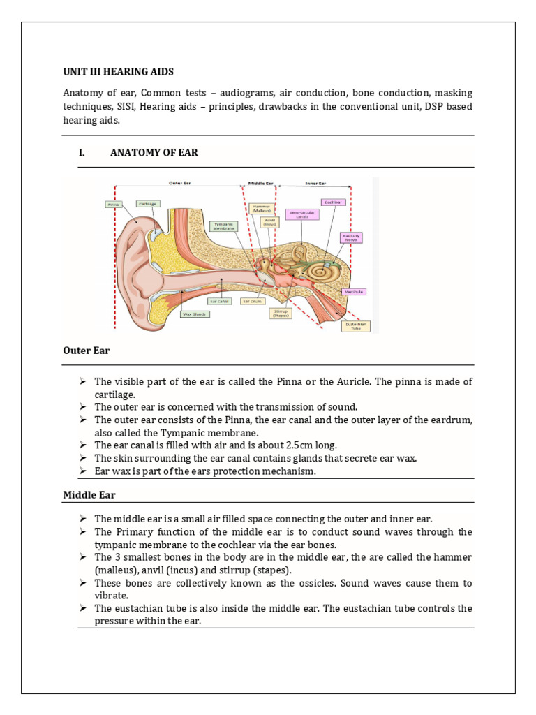 Unit III Hearing Aids | PDF | Ear | Hearing