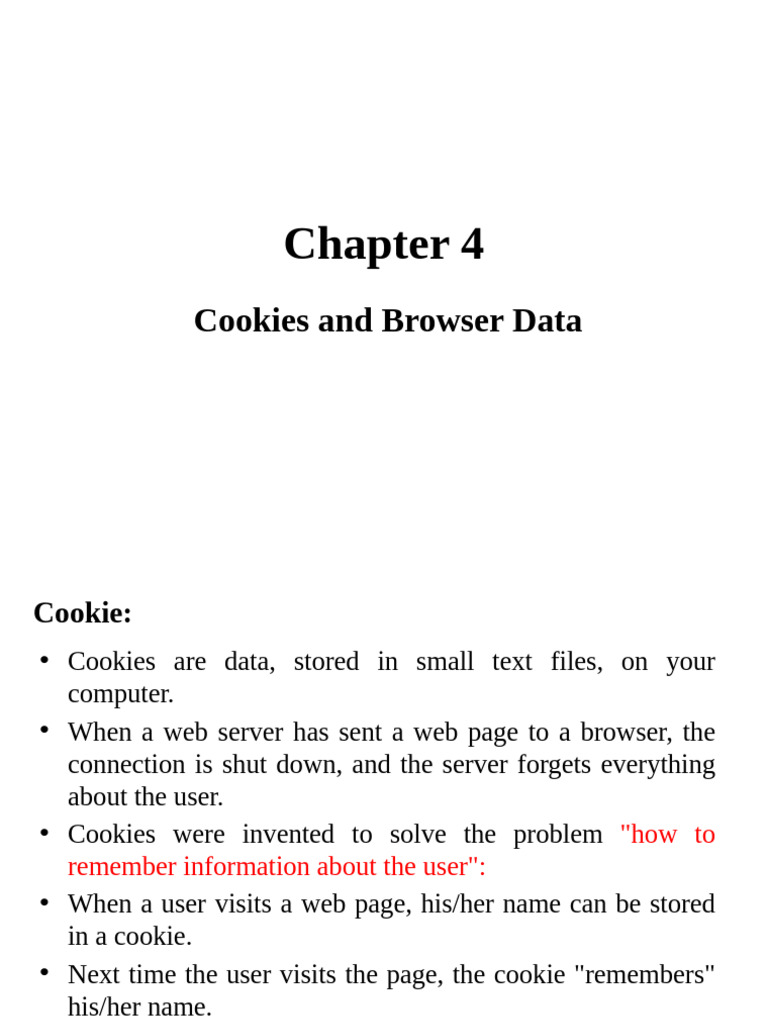 Chapter 4 Cookies and Browser Data | PDF | Http Cookie | Window (Computing)