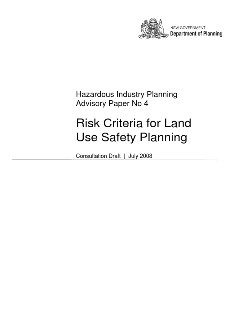 Hazardous Industry Planning Advisory Paper 4 - Risk Criteria For Land ...