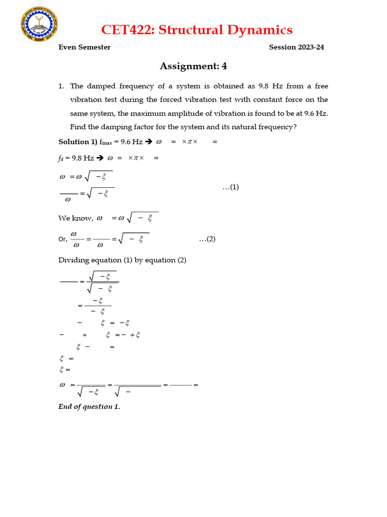 Assignment 4 Solutions | PDF | Classical Mechanics | Mechanical Engineering