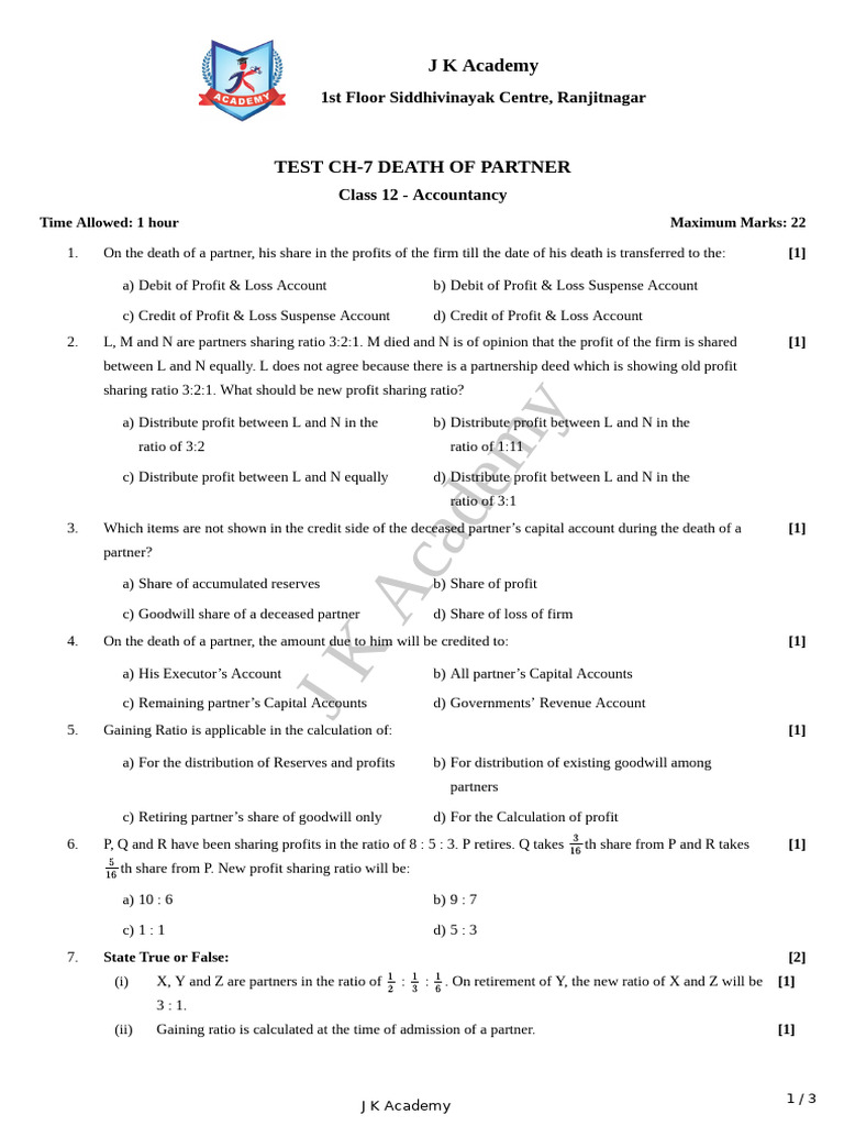 12th CB ACC Ch-6 Test | PDF | Balance Sheet | Private Sector