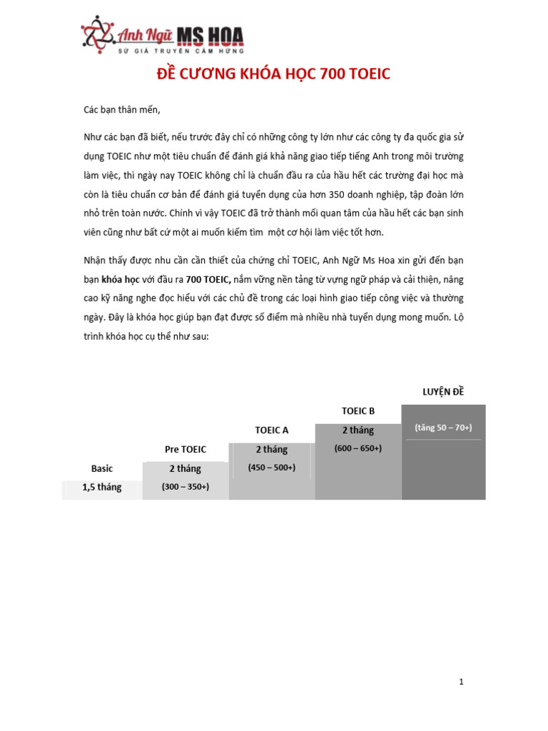 đề cương khóa toeic Basic - 650 điểm | PDF