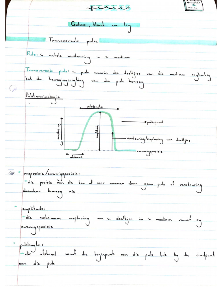 Fisies Opsommings - Golwe, Klank en Lig | PDF