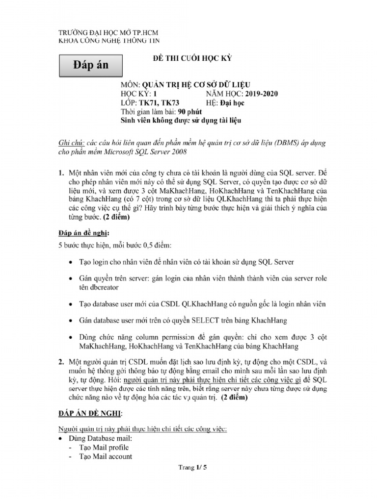 Dapan Delt QTHCSDL Hk1 1920 H | PDF